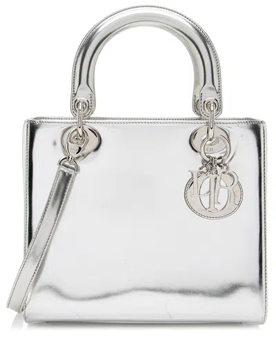 Dior Silver Patent Leather Medium Lady (authentic ) In Metallic | ModeSens