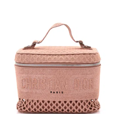 Dior Travel Vanity Case Cannage Embroidered Canvas In Pink | ModeSens