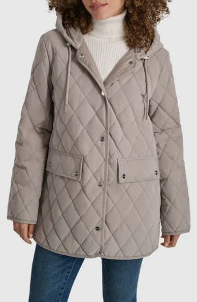 Dkny Hooded Diamond Quilted Coat In Thistle | ModeSens