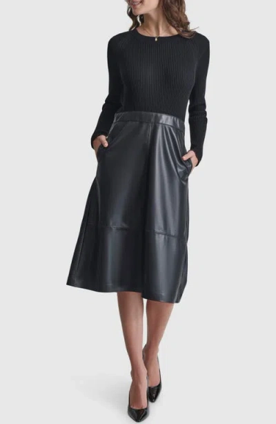 Dkny Mixed Media Dress In Black | ModeSens