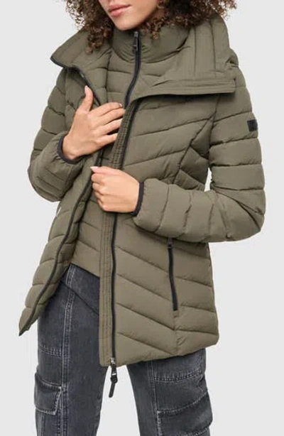 Dkny Short Stretch Hooded Packable Puffer Jacket In Loden | ModeSens