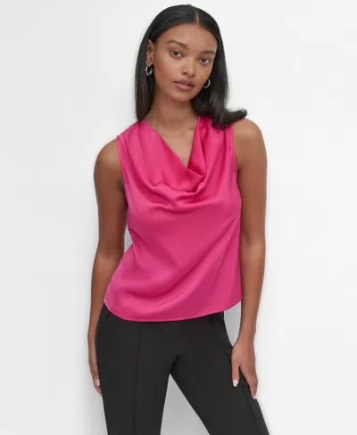 Dkny Sleeveless Cowlneck Top In Wild Berry Modesens