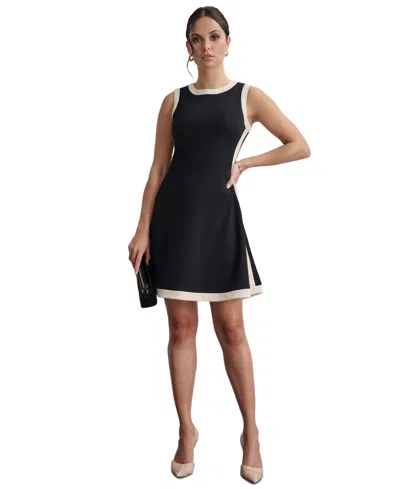 Dkny Women's Colorblocked Fit & Flare Mini Dress In Black Eggshell ...