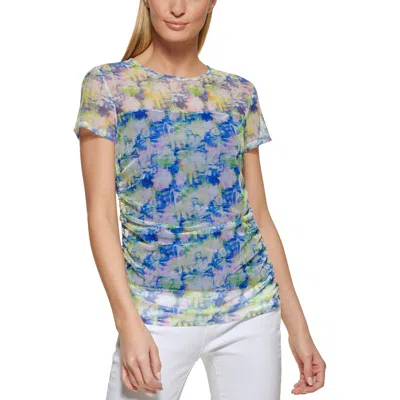 Dkny Womens Sheer Mesh Top Printed Pullover Top In Multi | ModeSens
