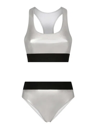 Dolce And Gabbana Bikini In Silver Modesens