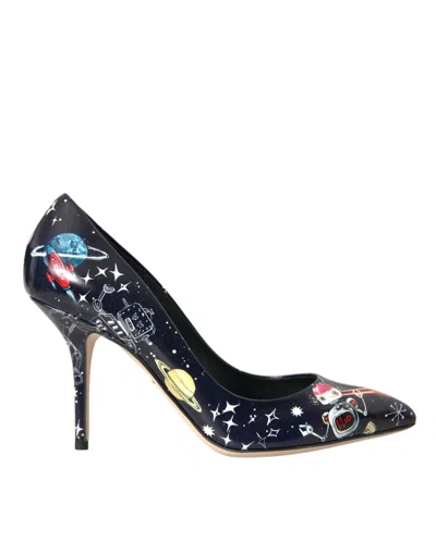 Dolce & Gabbana Blue Space Robot Leather Heels Pumps Shoes | ModeSens