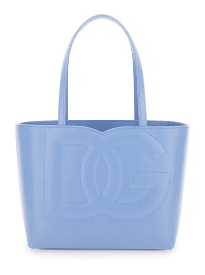 Dolce & Gabbana Dg Logo Light Blue Small Tote Bag | ModeSens