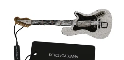 Dolce & Gabbana Gold Sequined Guitar Pin Brooch In Black | ModeSens
