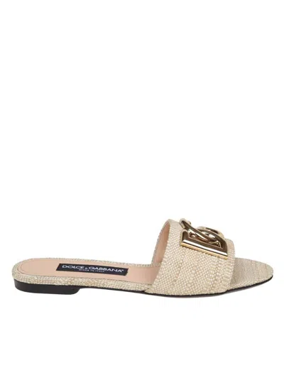 Dolce & Gabbana Raffia Slide In Beis Claro | ModeSens