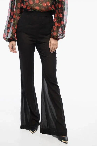 Dolce & Gabbana See Through Silk Chiffon Bootcut Pants In Black | ModeSens