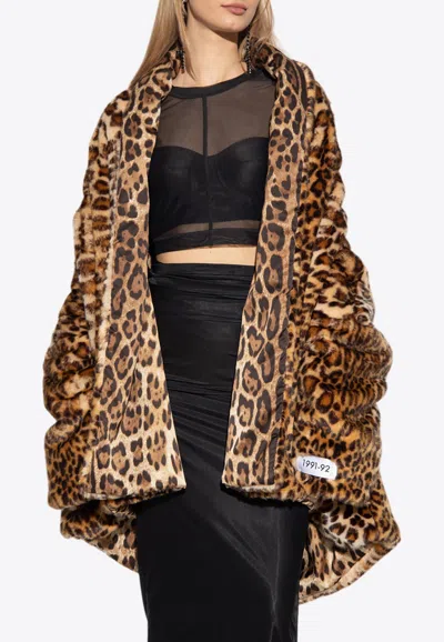 Dolce & Gabbana X Kim Leopard Print Faux-fur Cape In Brown | ModeSens