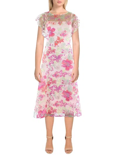Donna Ricco Womens Illusion Floral Cocktail And Party Dress In Pink ...
