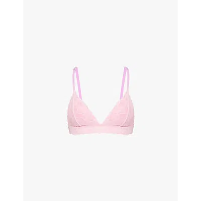 Dora Larsen Womens Light Pink Pearl Padded Triangle Lace Bra | ModeSens