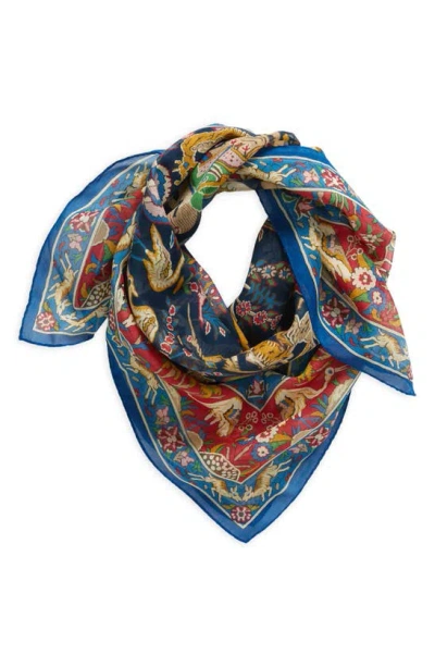 Drake's Mounted Hunter Print Cotton & Silk Bandana In Blue | ModeSens