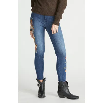 Driftwood Jackie Floral Embroidered Skinny Jeans In Medium Wash | ModeSens
