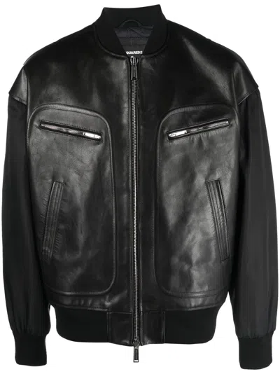 Dsquared2 Logo-patch Panelled Bomber Jacket In Black | ModeSens