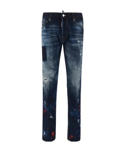 Dsquared2 Paint-splatter Effect Distressed Skinny Jeans In 470 | ModeSens