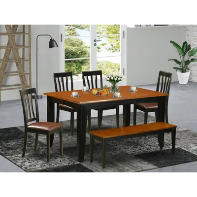 East West Furniture 6 Pc Kitchen Table Set With Bench-kitchen Tables ...