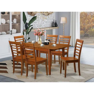 East West Furniture 7 Pc Kitchen Tables And Chair Set Table With A 12in ...