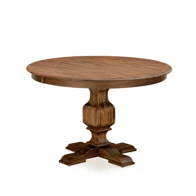 East West Furniture Ferris Round Dining Table With Pedestal, Rustic Rubberwood Table In ...