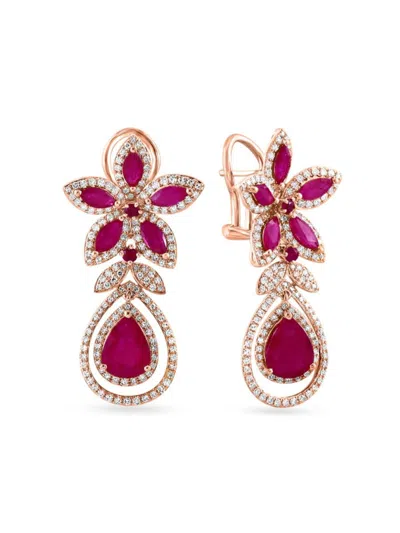 Effy Women's 14k Rose Gold, Ruby & Diamond Drop Earrings | ModeSens