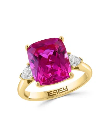 Effy Women's 14k Yellow Gold, Lab Grown Pink Sapphire & Lab Grown ...