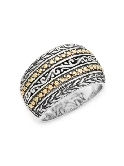 Effy Women's Textured Sterling Silver & 18k Yellow Gold Ring | ModeSens