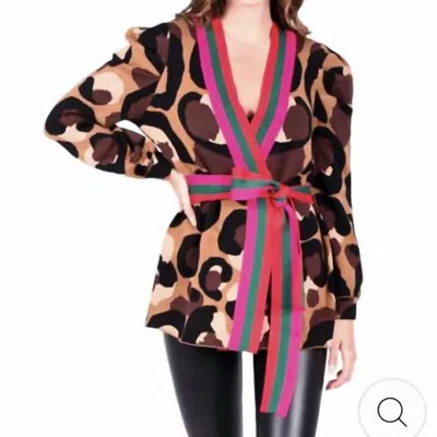 Emily Mccarthy Colleen Cardigan In Animal In Brown | ModeSens
