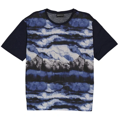 Emporio Armani Men's Abstract Print T-shirt In Navy Blue | ModeSens