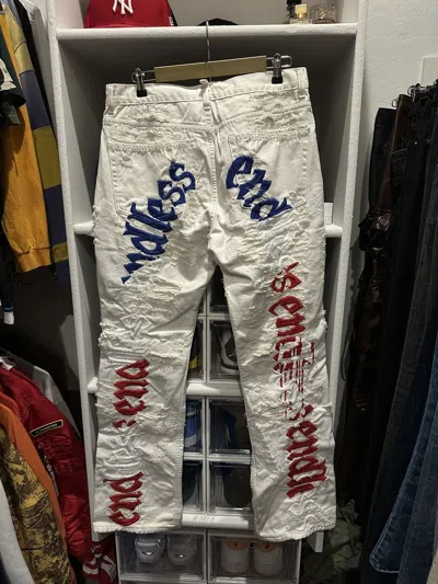 Pre-owned Endless X Vlone Endless Denim 1 Of 1 Sample Pair In White ...