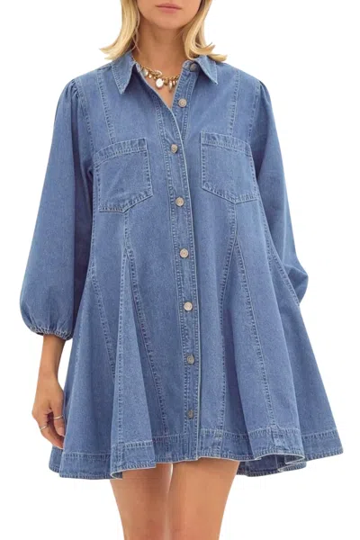 Entro Button Up Denim Dress In Blue | ModeSens