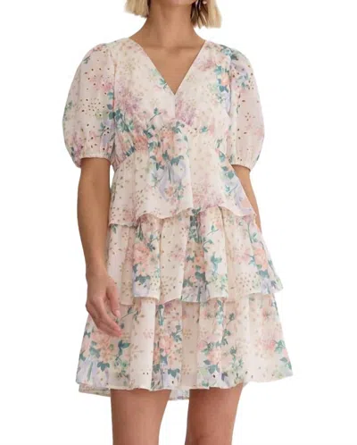 Entro Spring Flowers Tiered Dress In Peach Combo In Multi | ModeSens