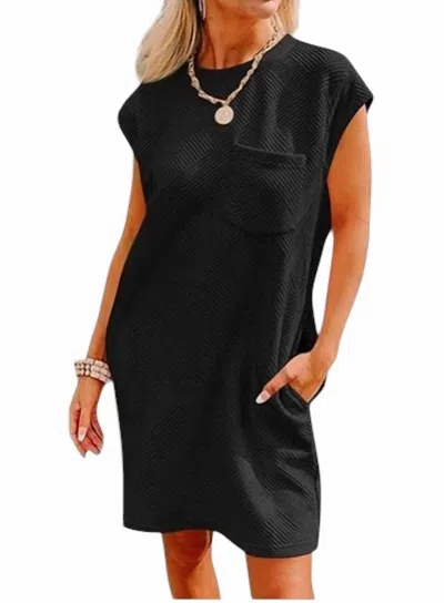 Entro Textured Round Neck Dress In Black | ModeSens