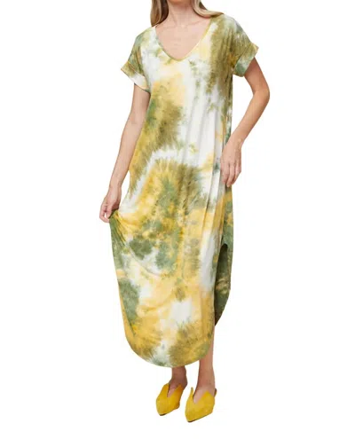 Entro Tie Dye Everyday Maxi Dress In Olive In Green | ModeSens