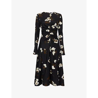Erdem Womens Floral-pattern Draped Stretch-jersey Midi Dress In Elena ...