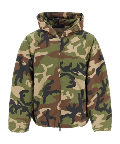 Essentials Camouflage Print Jacket In Green | ModeSens
