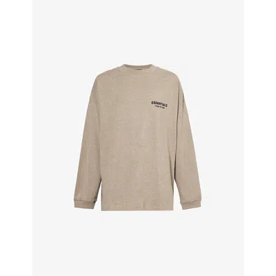 Essentials Mens Embossed-brand-print Crew-neck Relaxed-fit Cotton ...