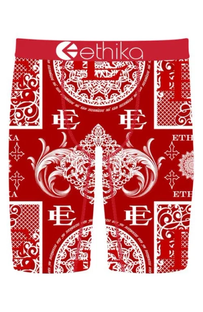 Ethika Kids' Lace Me Boxer Briefs In Red/white | ModeSens