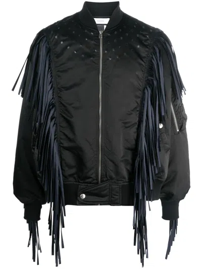 Facetasm Fringe-detail Bomber Jacket In Blue | ModeSens