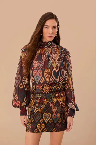 Farm Rio Active Black Hearts Ikat Mini Skirt In Multi | ModeSens