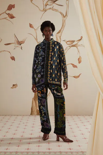 Farm Rio Black Winter Garden Pajama Pants In Multi | ModeSens