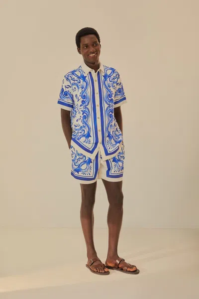 Farm Rio Active Garden Tiles Shorts In Blue | ModeSens