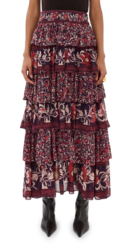Farm Rio Chelsea Garden Ruffles Maxi Skirt Chelsea Garden Purple | ModeSens