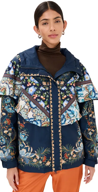 Farm Rio Ruffle Ski Jacket Blue | ModeSens