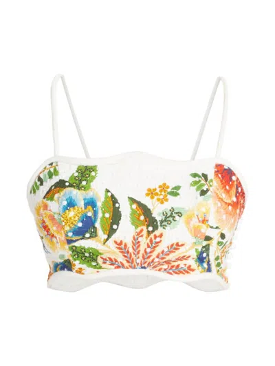 Farm Rio Women's Delicate Garden Eyelet Crop Top In Delicate Garden ...