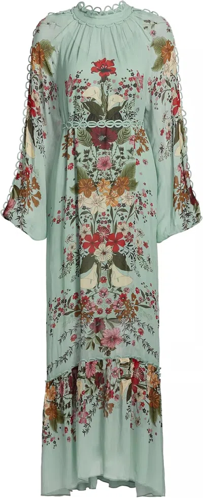 Farm Rio Women's Long Sleeve Maxi Dress, Beauty Bouquet Blue | ModeSens