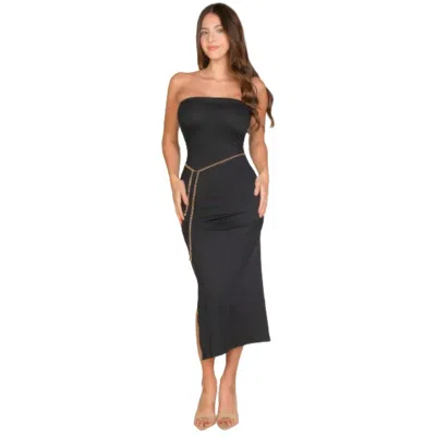 Fashnzfab Solid Bodycon Split Hem Tube Dress In Black | ModeSens