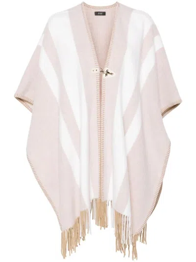 Fay Striped Cape In Beige | ModeSens