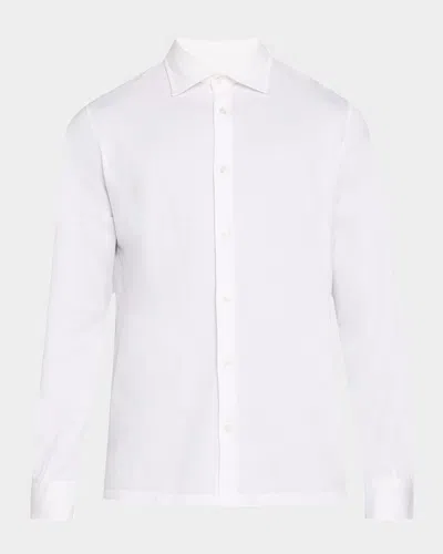 Fedeli Men's Jason Jersey Button-down Shirt In White | ModeSens