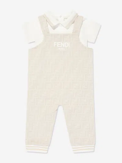 Fendi Baby Dungarees Set In Beige | ModeSens
